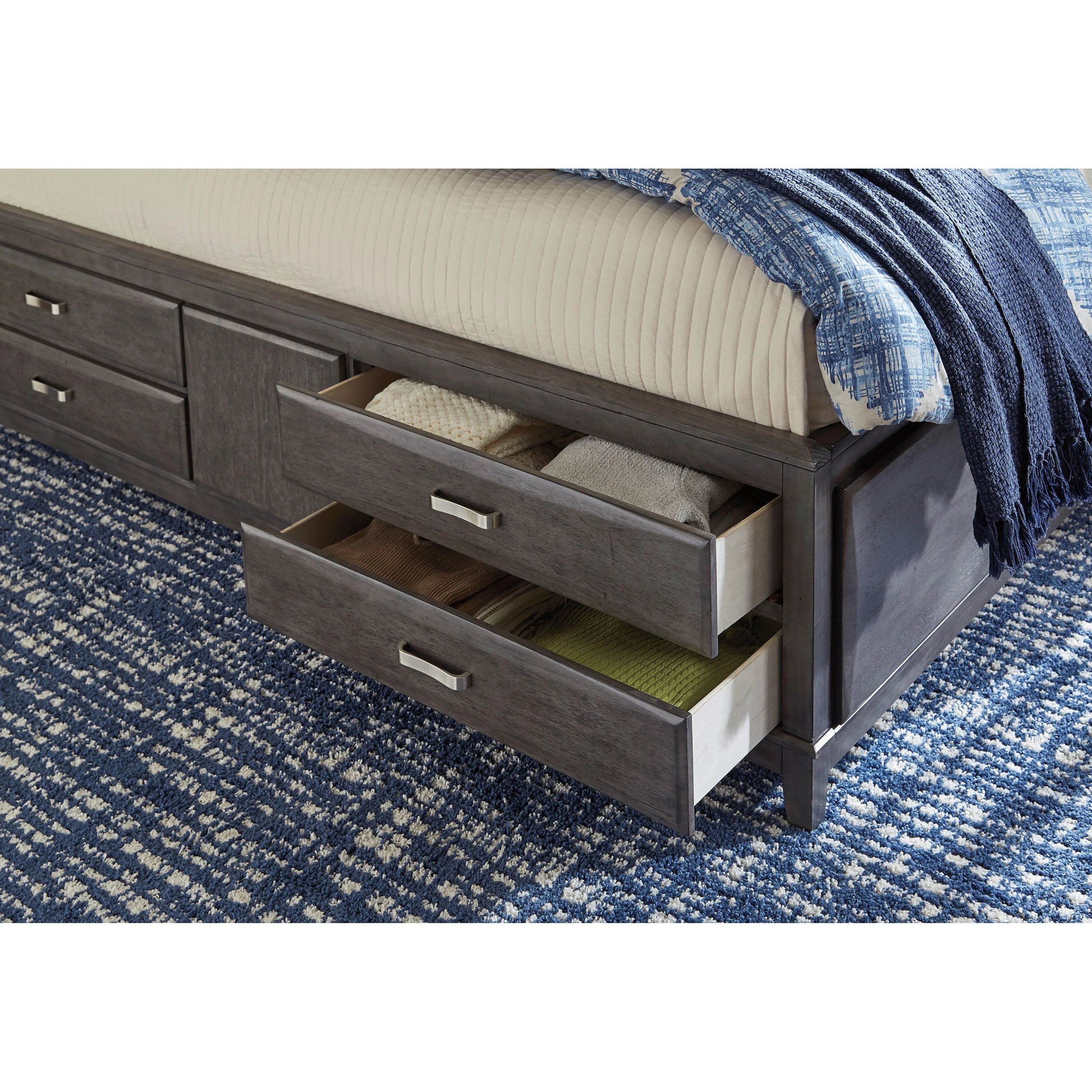 Signature Caitlyn B476B6 King Storage Bed With 8 Drawers | Walker's Furniture | Bed - Bookcase